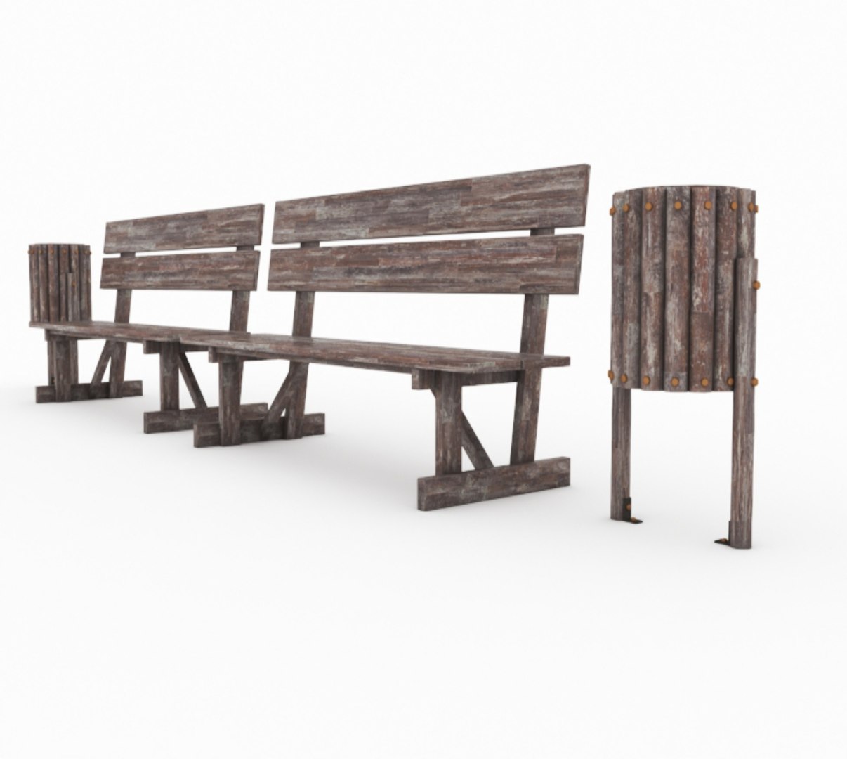 3D Garden Wooden Bench - TurboSquid 1723413
