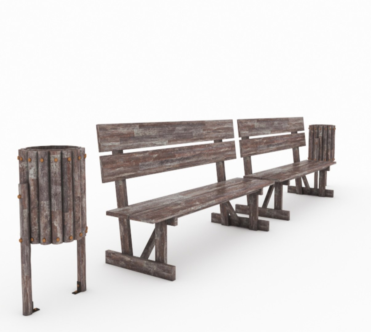 3D Garden Wooden Bench - TurboSquid 1723413