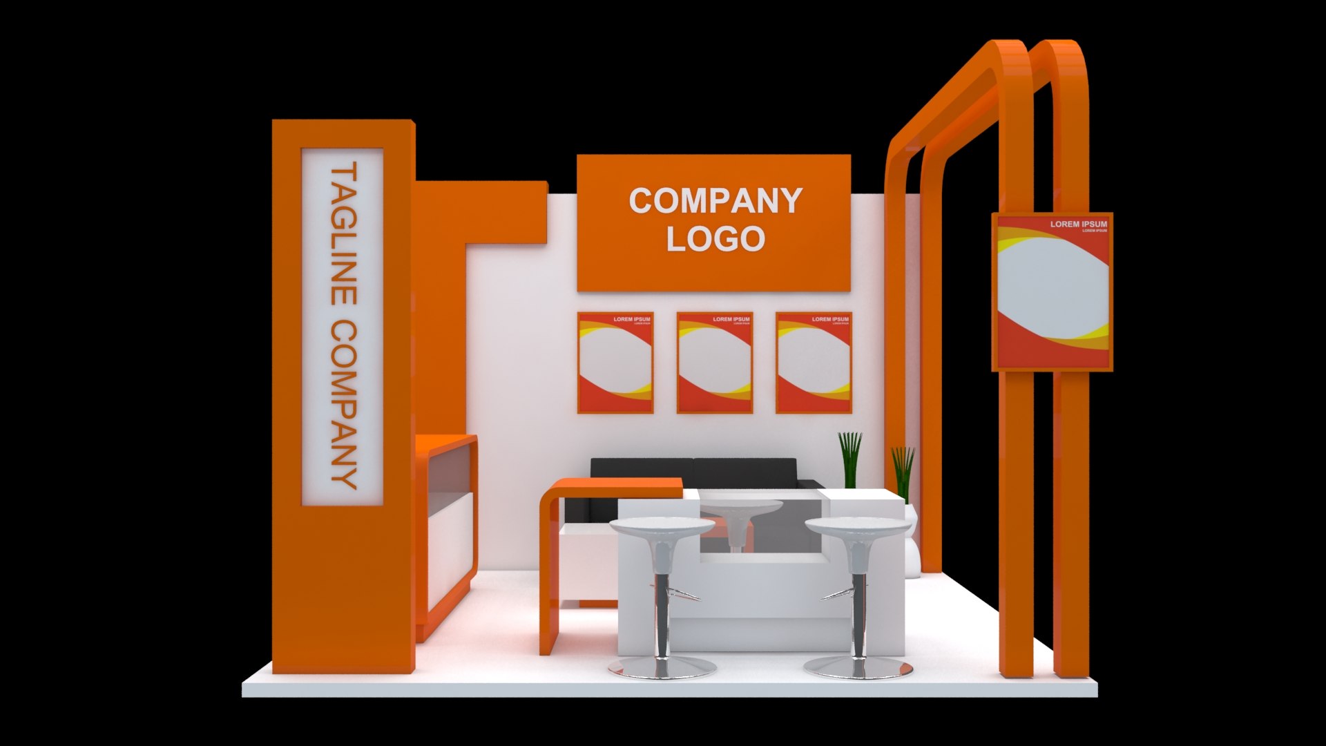 3D Model Modern Booth 3x3 - TurboSquid 1383513