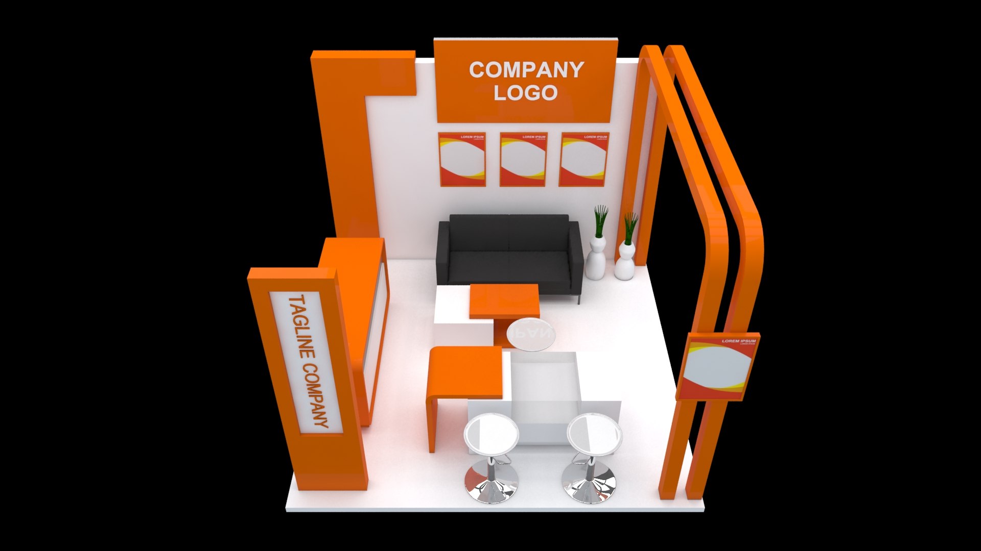 3D Model Modern Booth 3x3 - TurboSquid 1383513