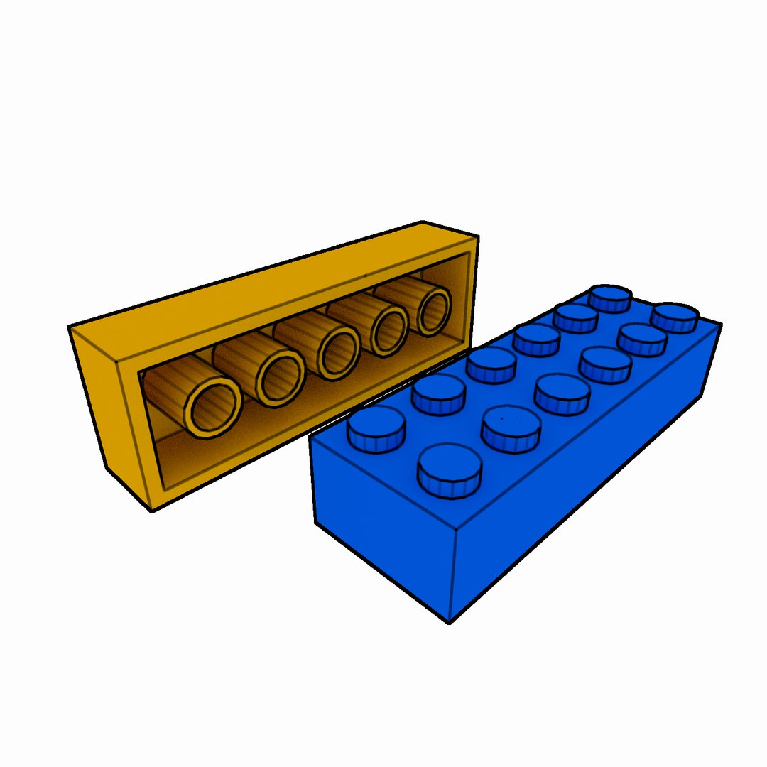 piece lego brick 2x6 3d model