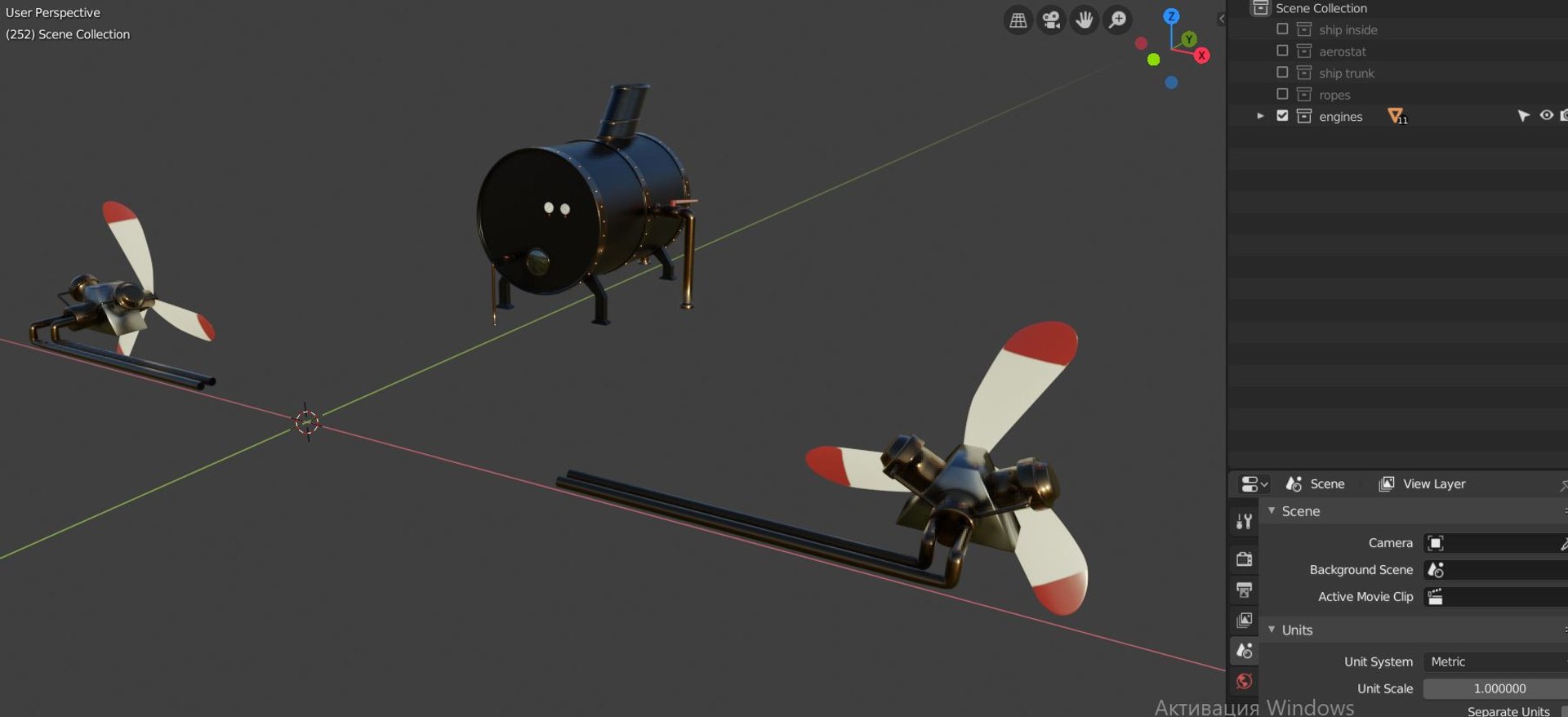 3D Steampunk Airship Steam Engine Model - TurboSquid 1523449