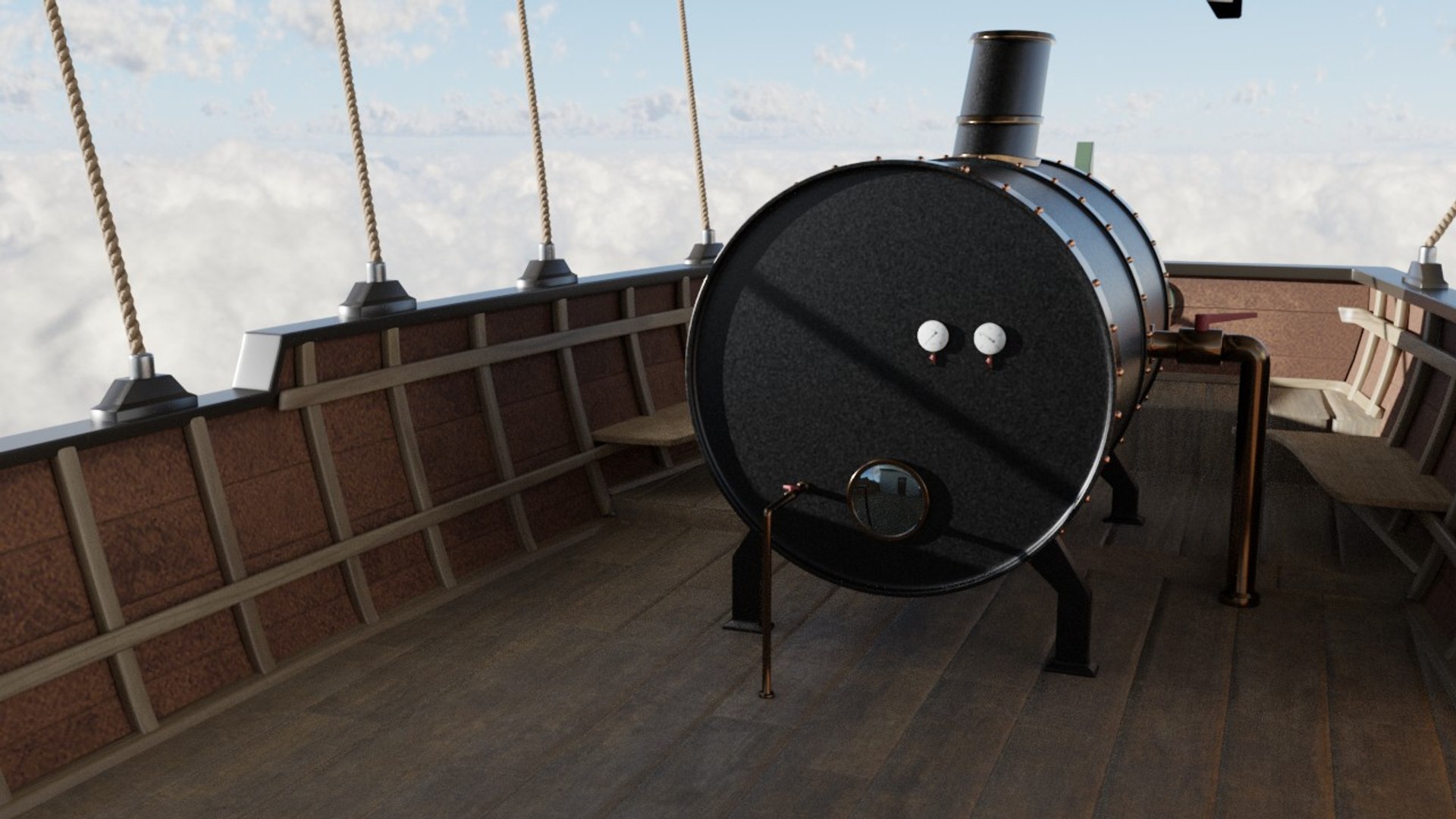 3D Steampunk Airship Steam Engine Model - TurboSquid 1523449