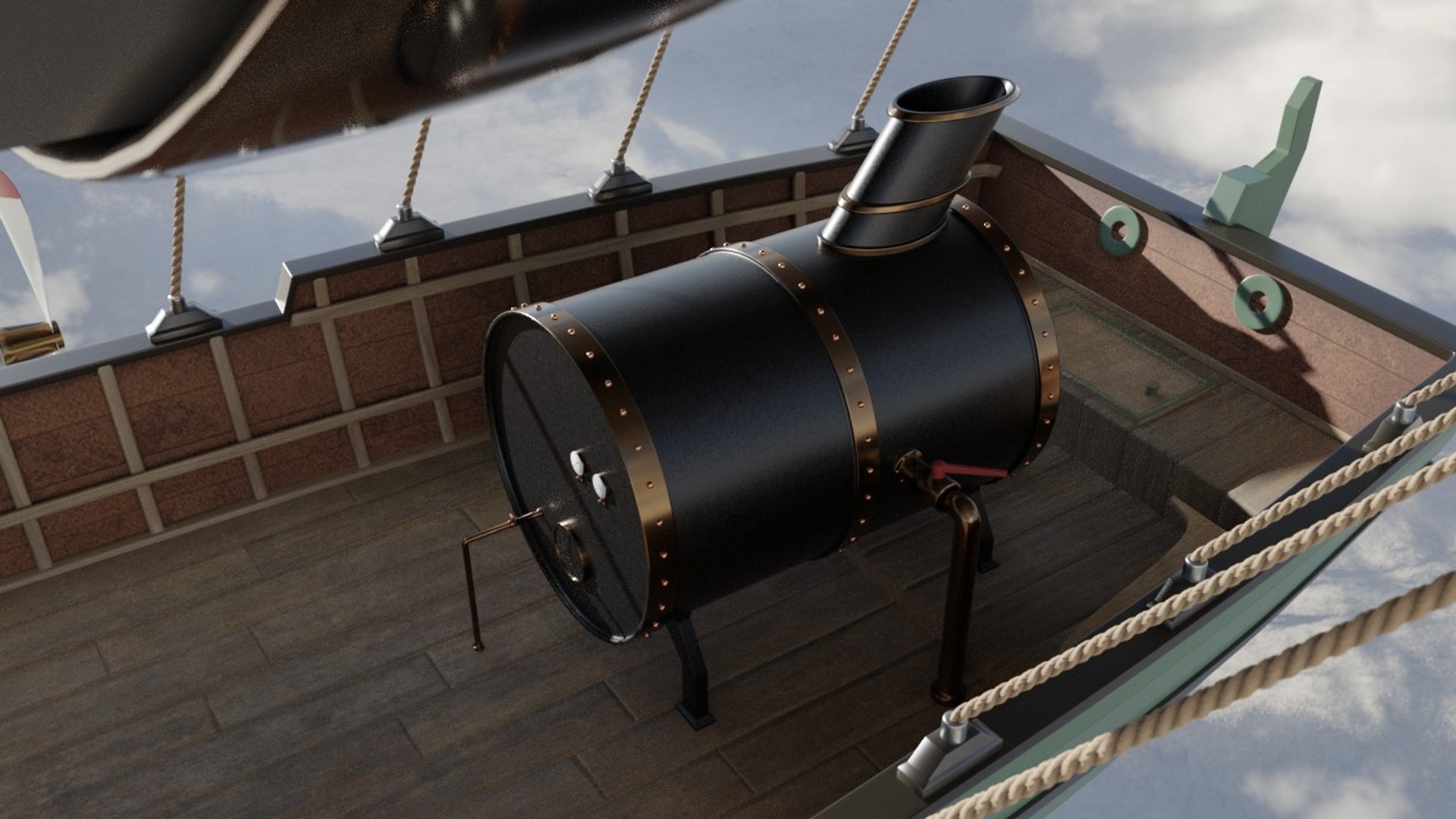 3D Steampunk Airship Steam Engine Model - TurboSquid 1523449