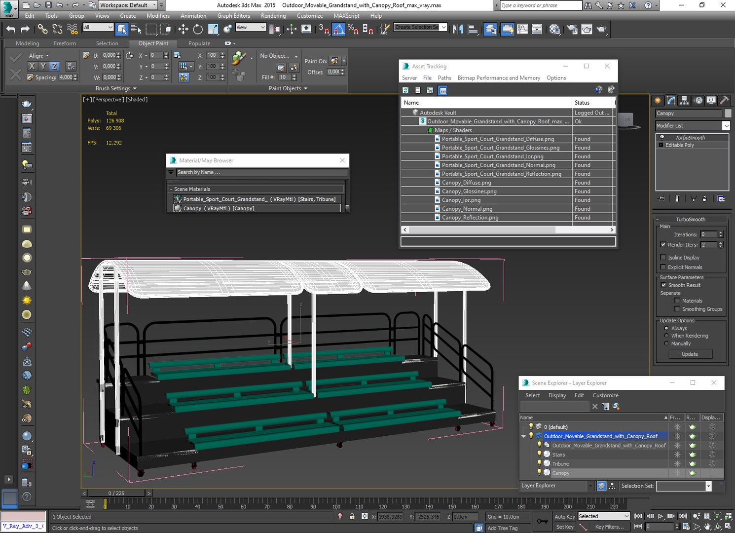 3D Outdoor Movable Grandstand with Canopy Roof - TurboSquid 1975157