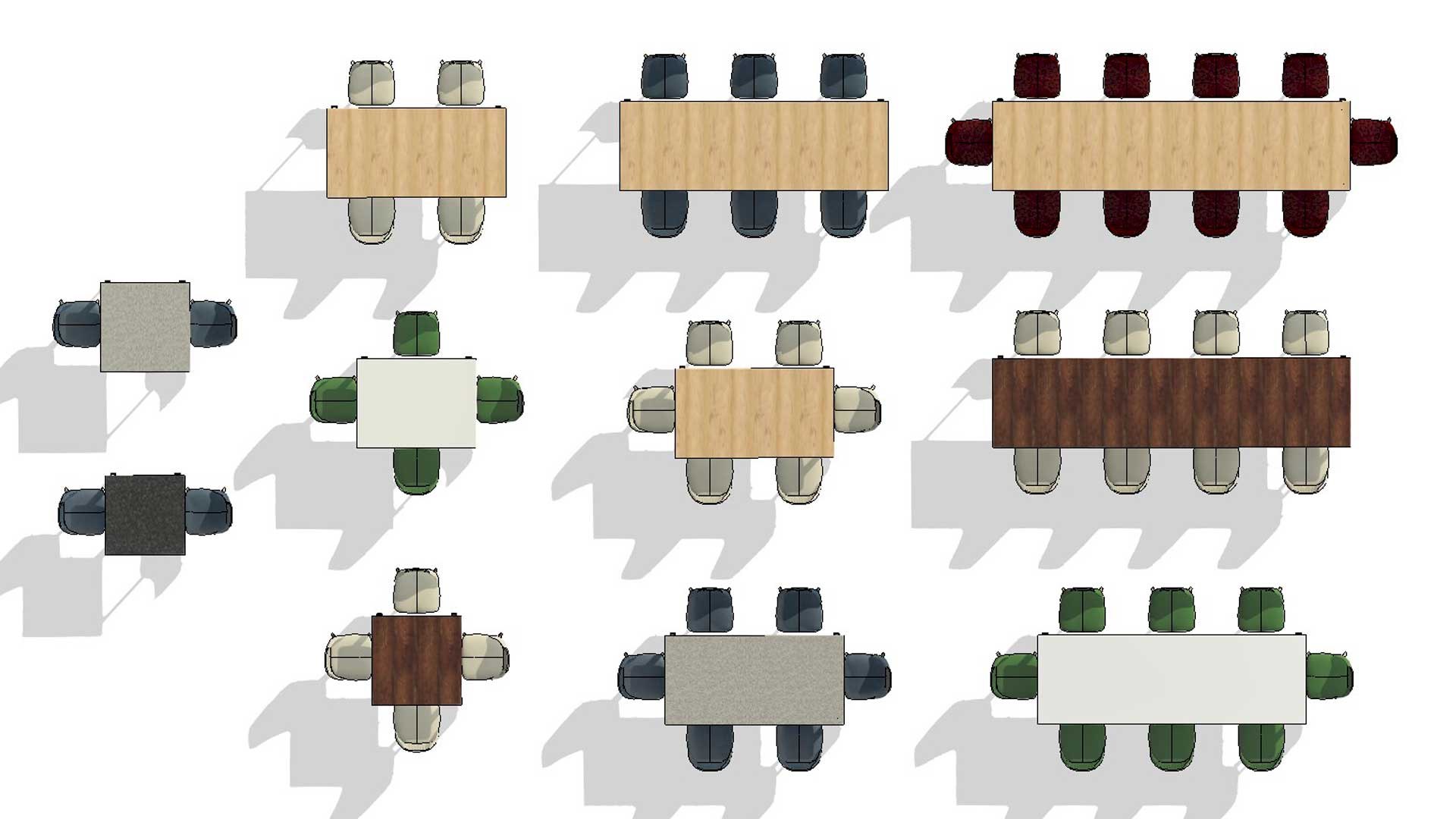 Parametric Revit Multiuse Table And Chair Configuration Setups Family ...