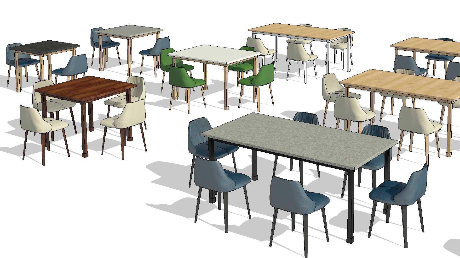 Parametric Revit Multiuse Table And Chair Configuration Setups Family ...