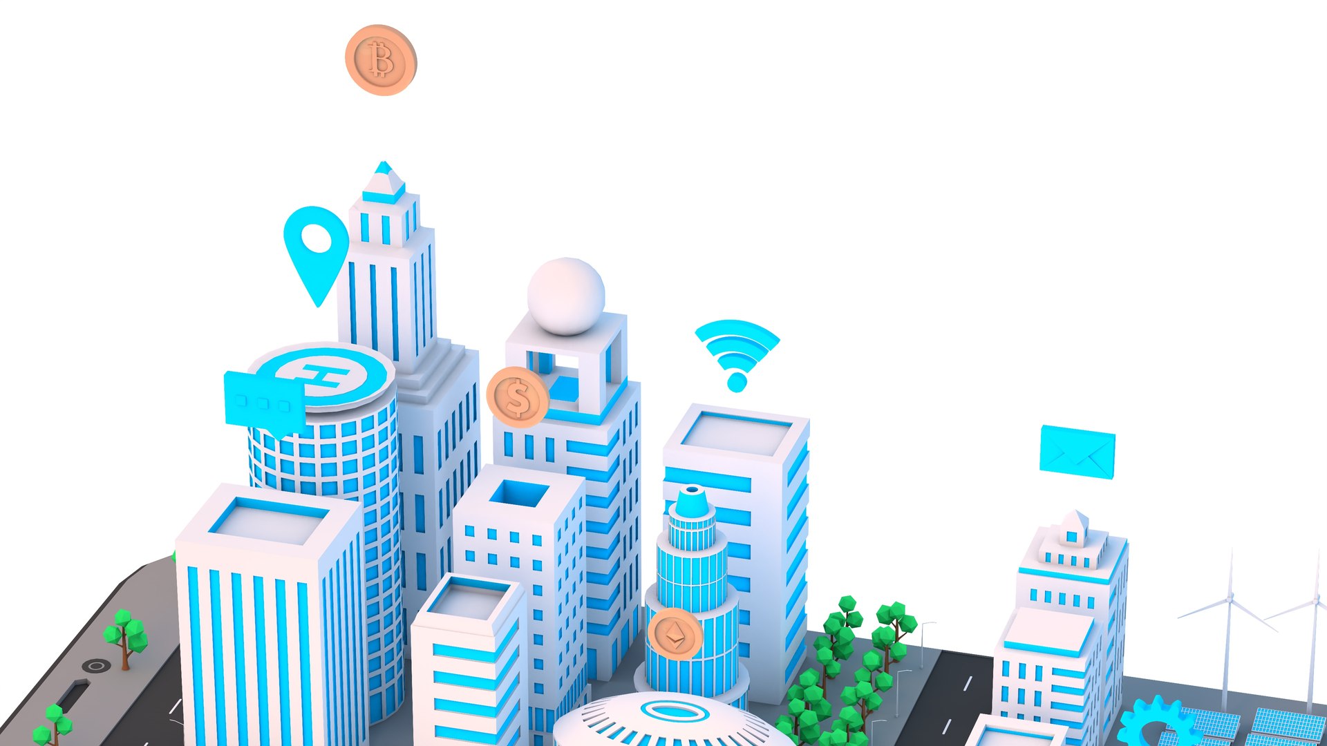 Isometric City Low Poly 3D Model - TurboSquid 1953603
