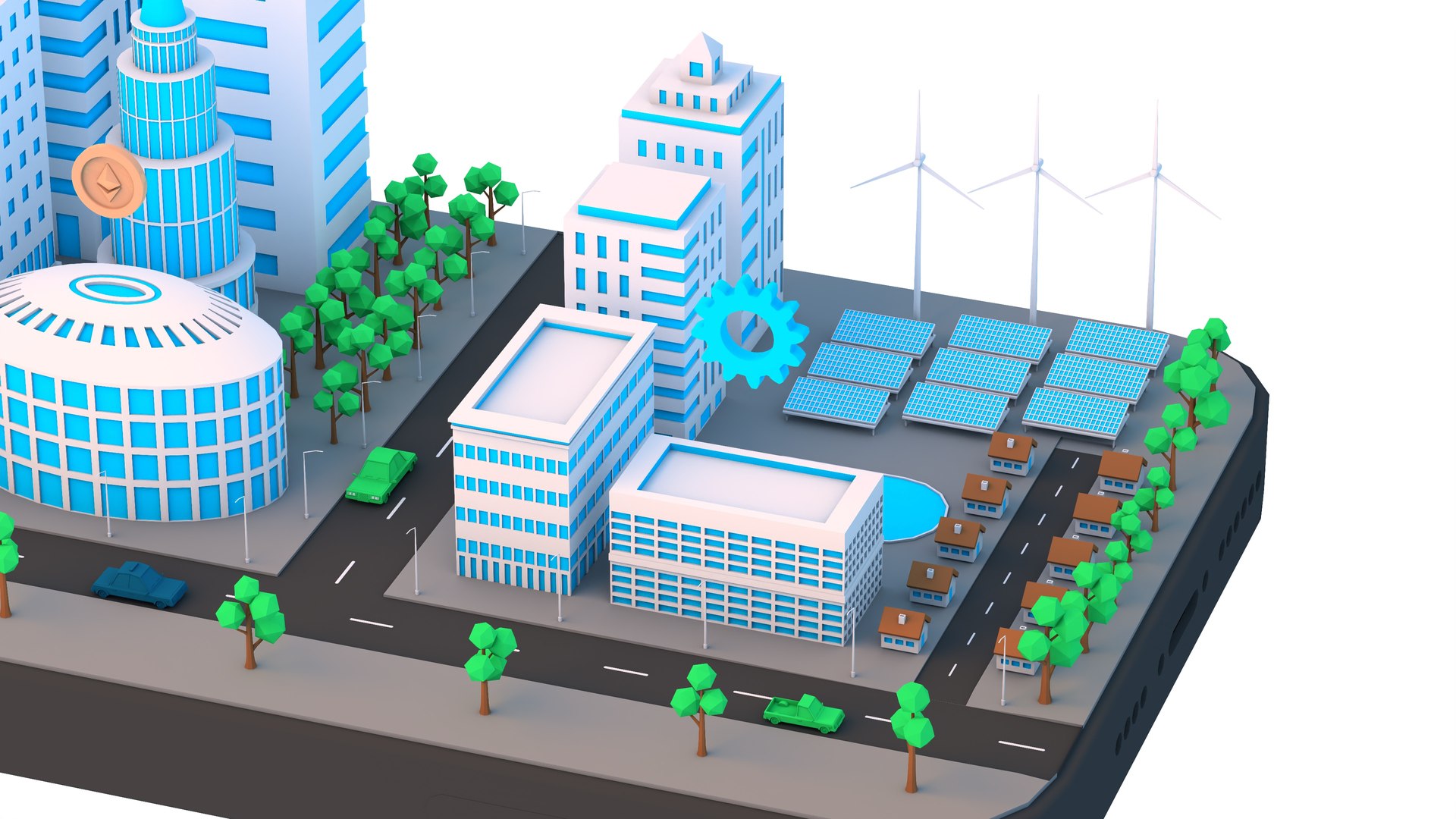 Isometric City Low Poly 3D Model - TurboSquid 1953603