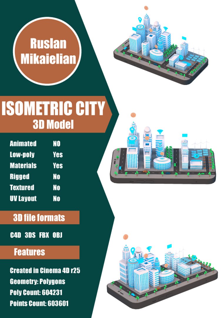 Isometric City Low Poly 3D Model - TurboSquid 1953603