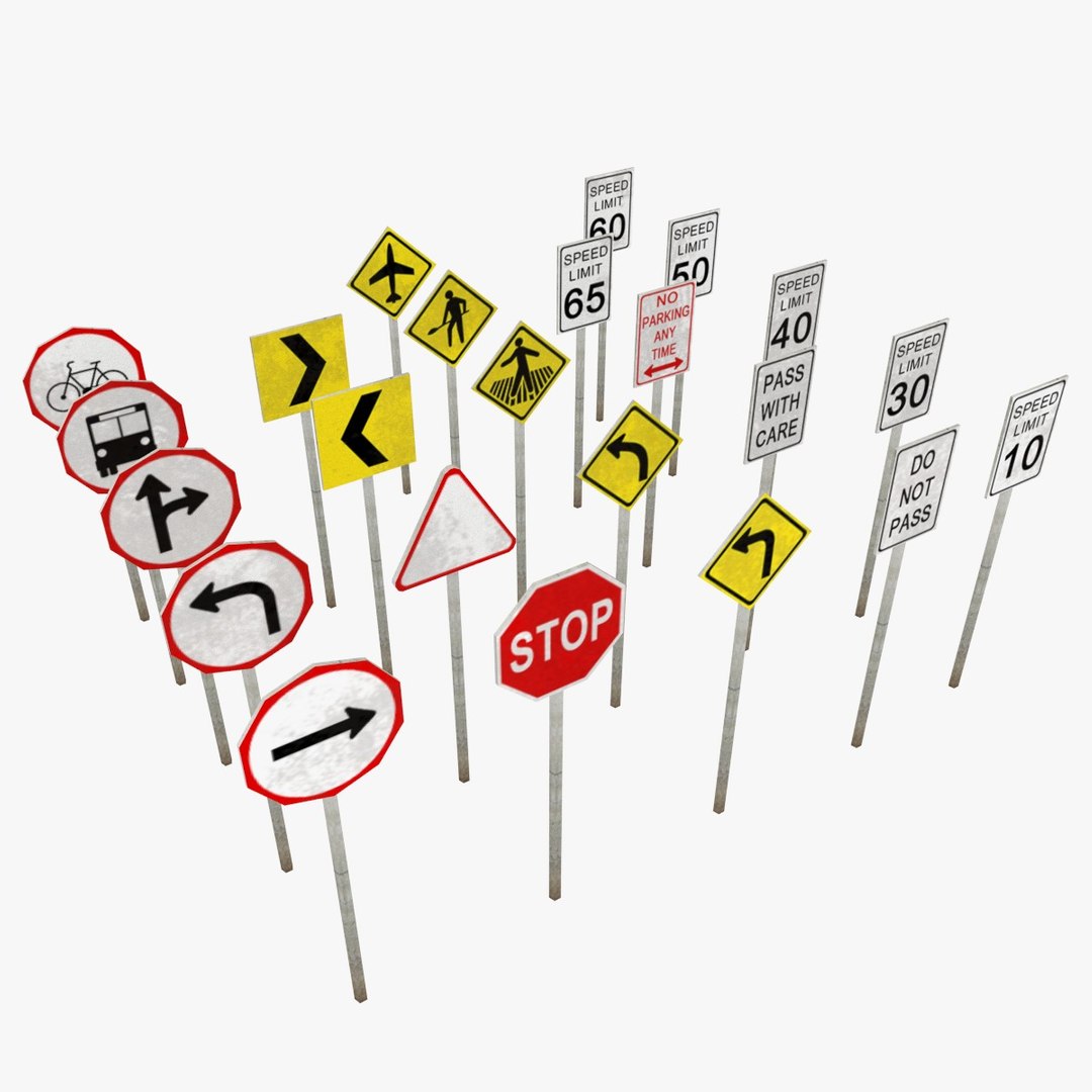 3d traffic road signs street elements