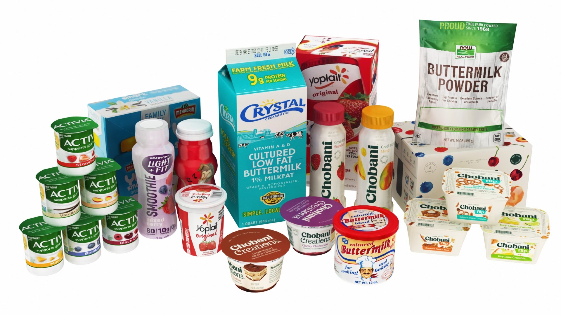 Milk And Yogurt Prodcuts Collection 3D Model - TurboSquid 2412996