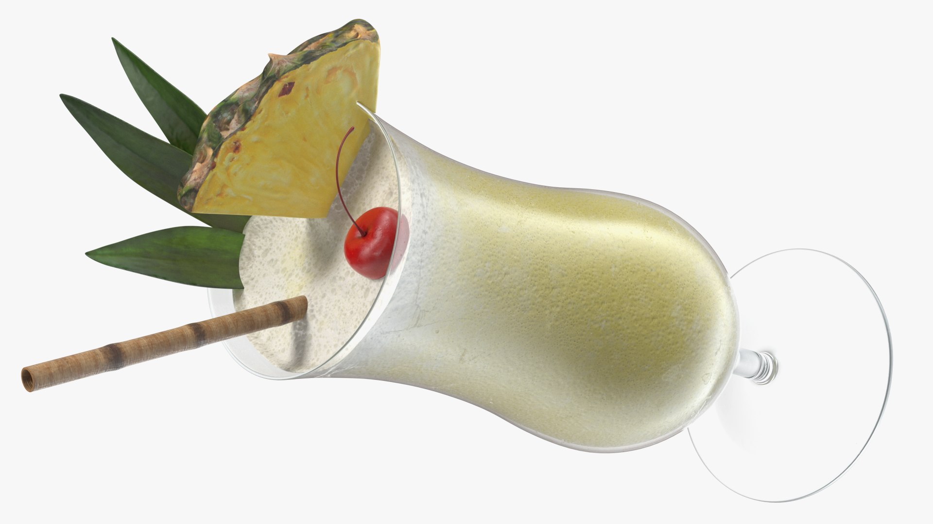 3D Pina Colada Cocktail with Straw - TurboSquid 2127811