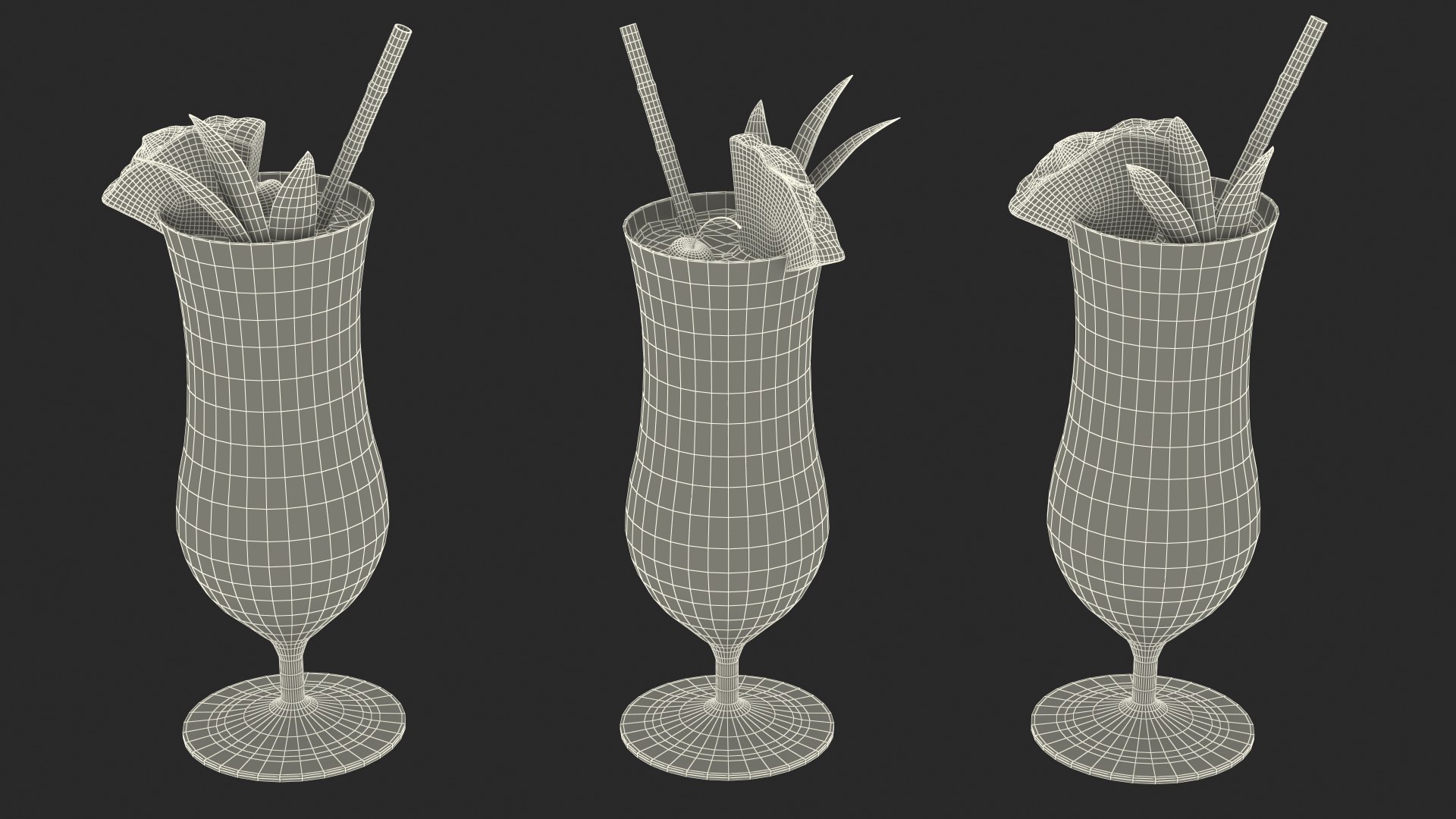 3D Pina Colada Cocktail with Straw - TurboSquid 2127811