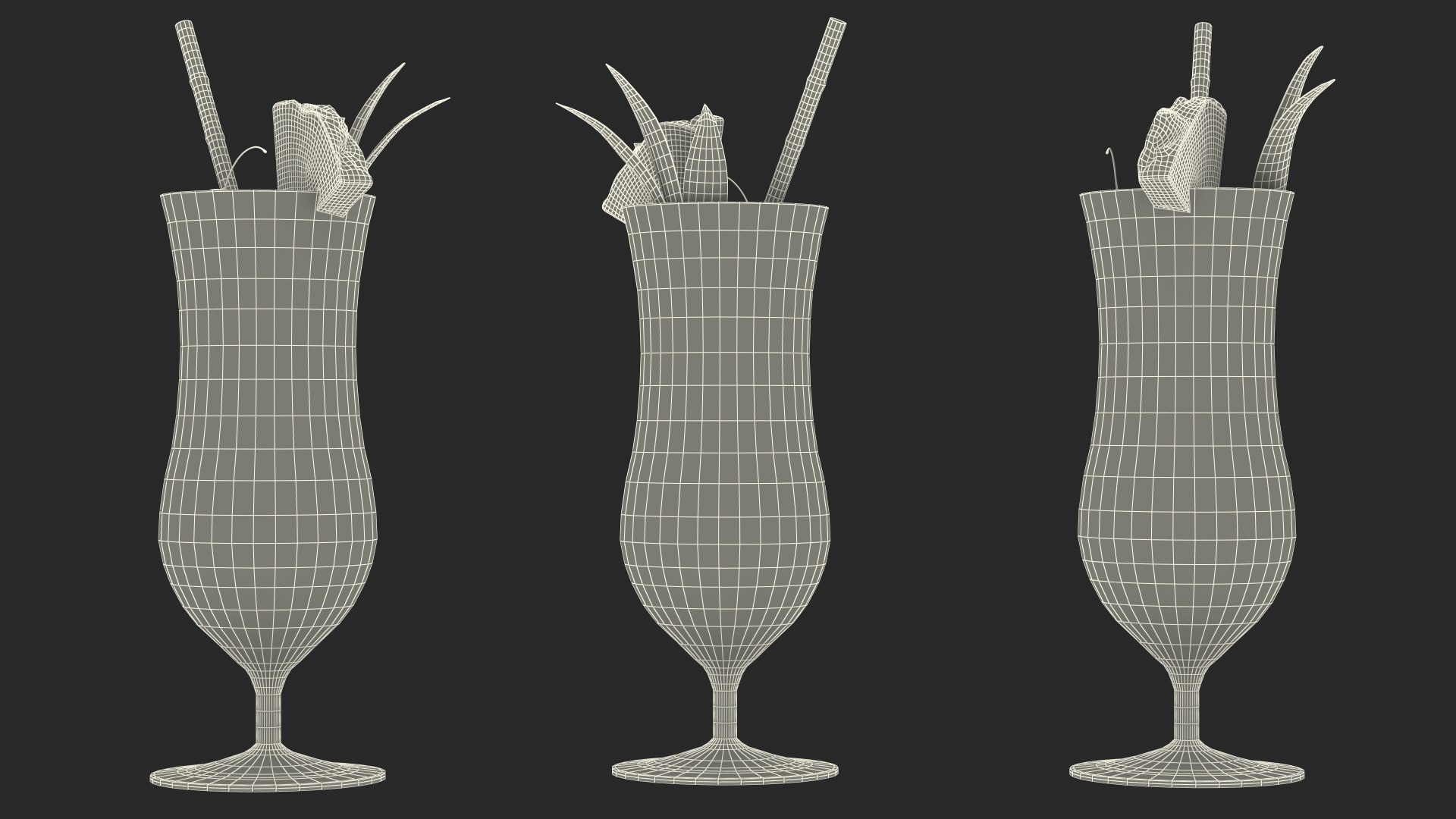 3D Pina Colada Cocktail with Straw - TurboSquid 2127811