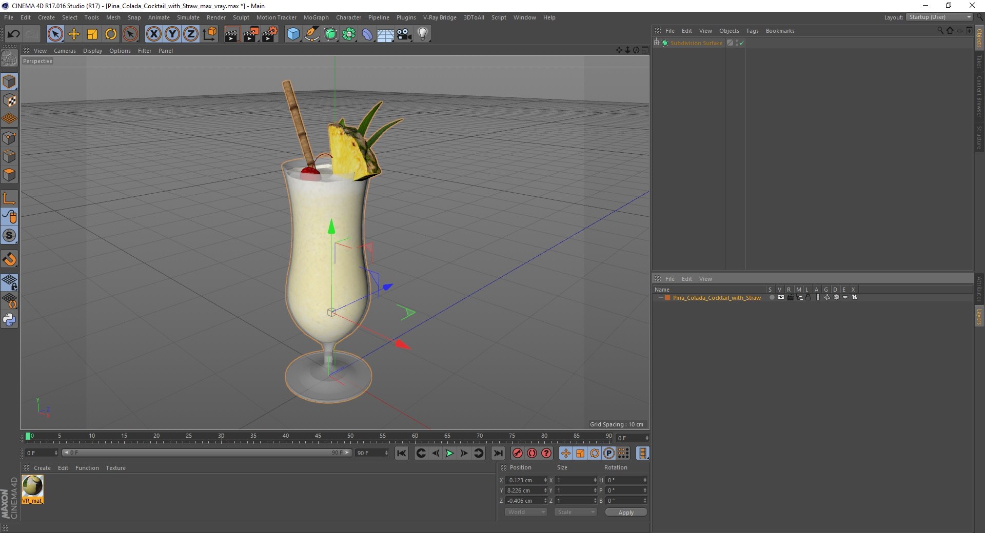 3D Pina Colada Cocktail with Straw - TurboSquid 2127811
