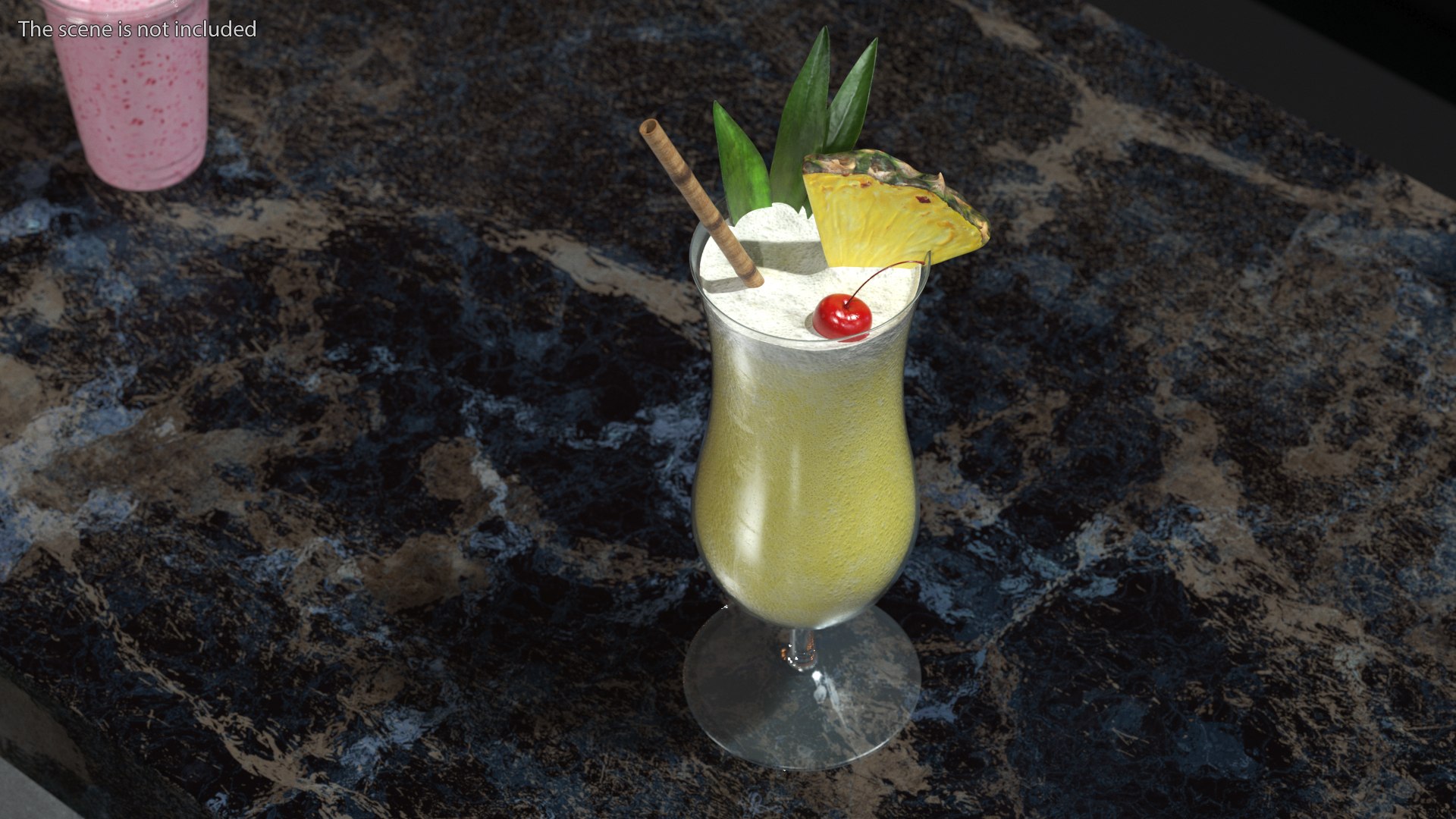 3D Pina Colada Cocktail with Straw - TurboSquid 2127811