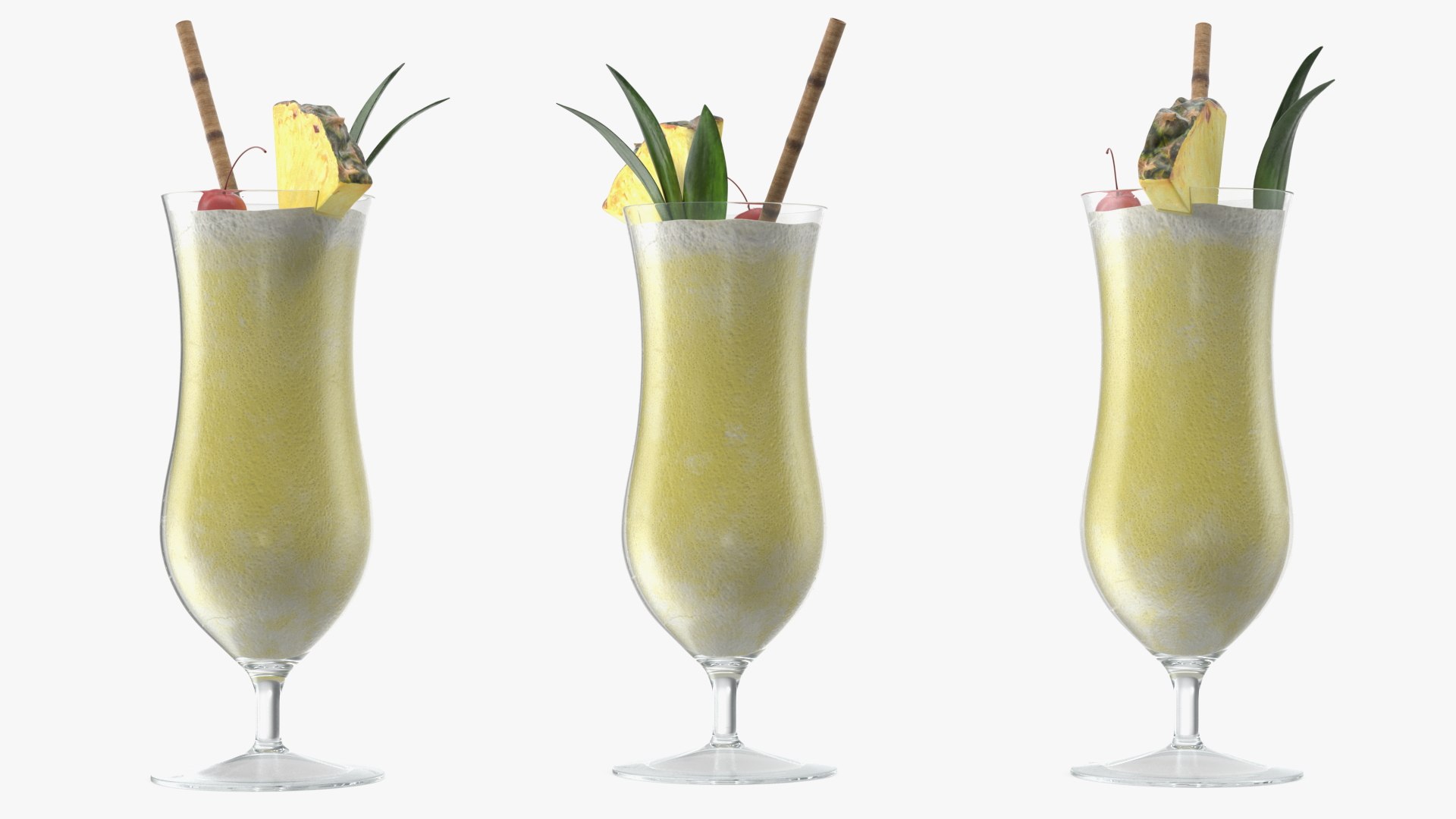 3D Pina Colada Cocktail with Straw - TurboSquid 2127811