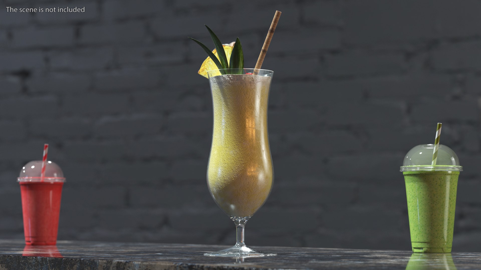 3D Pina Colada Cocktail with Straw - TurboSquid 2127811