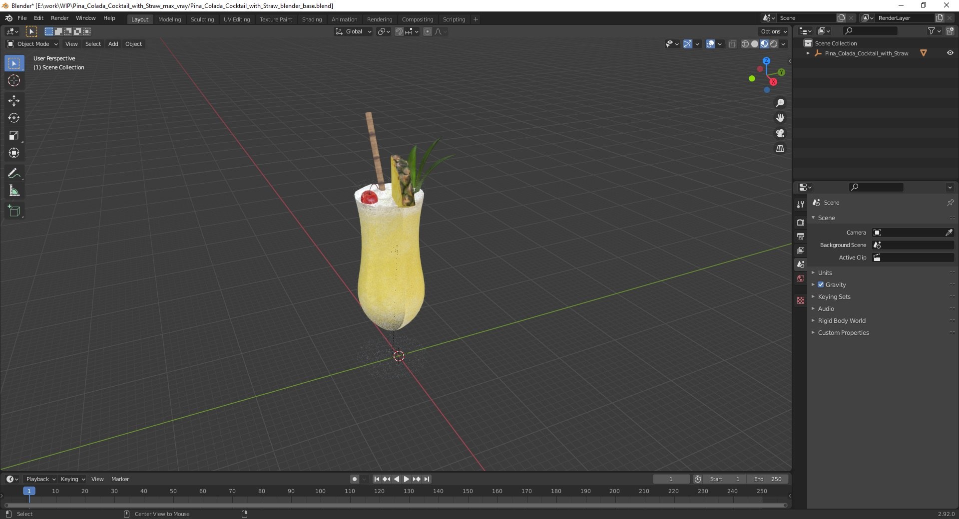 3D Pina Colada Cocktail with Straw - TurboSquid 2127811
