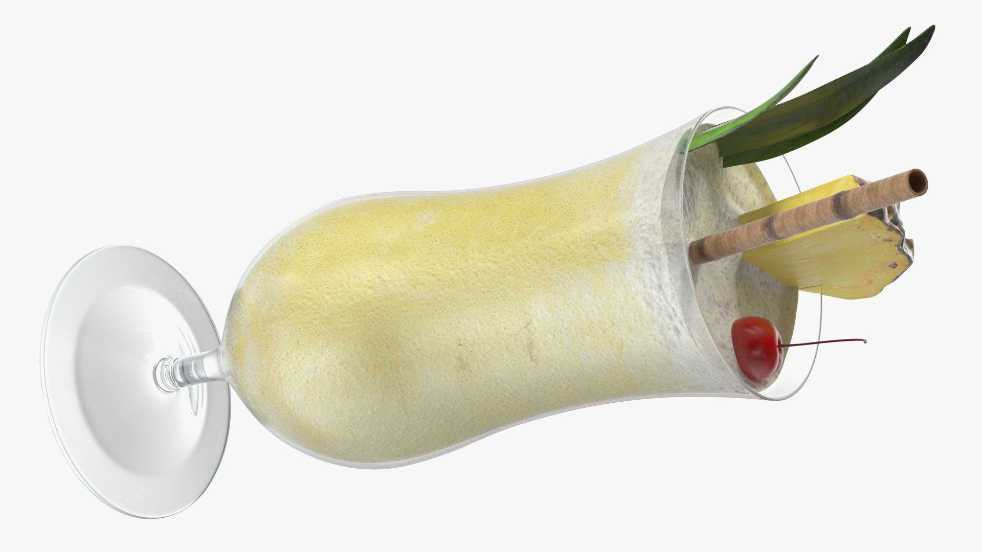 3D Pina Colada Cocktail with Straw - TurboSquid 2127811