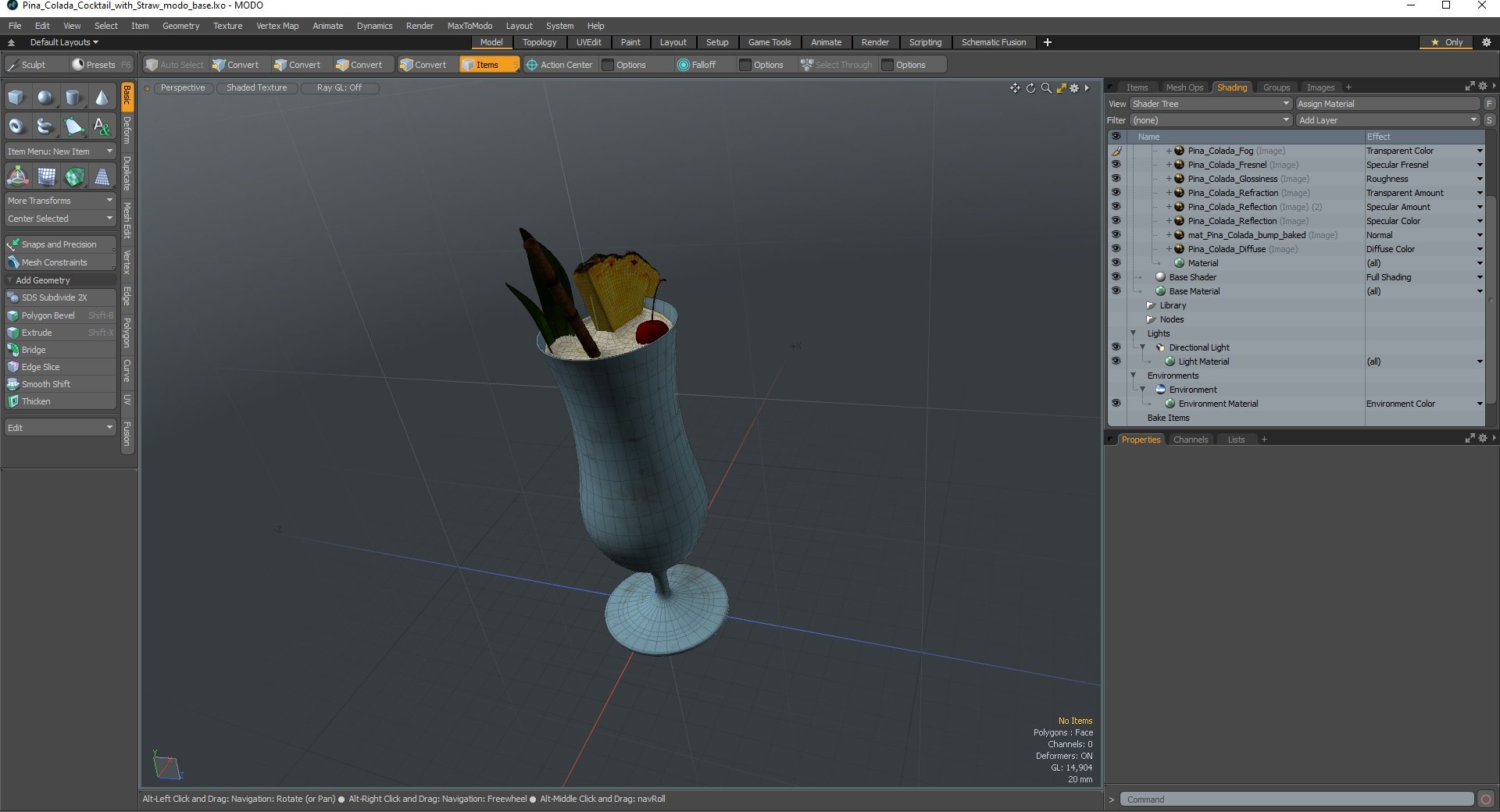 3D Pina Colada Cocktail with Straw - TurboSquid 2127811