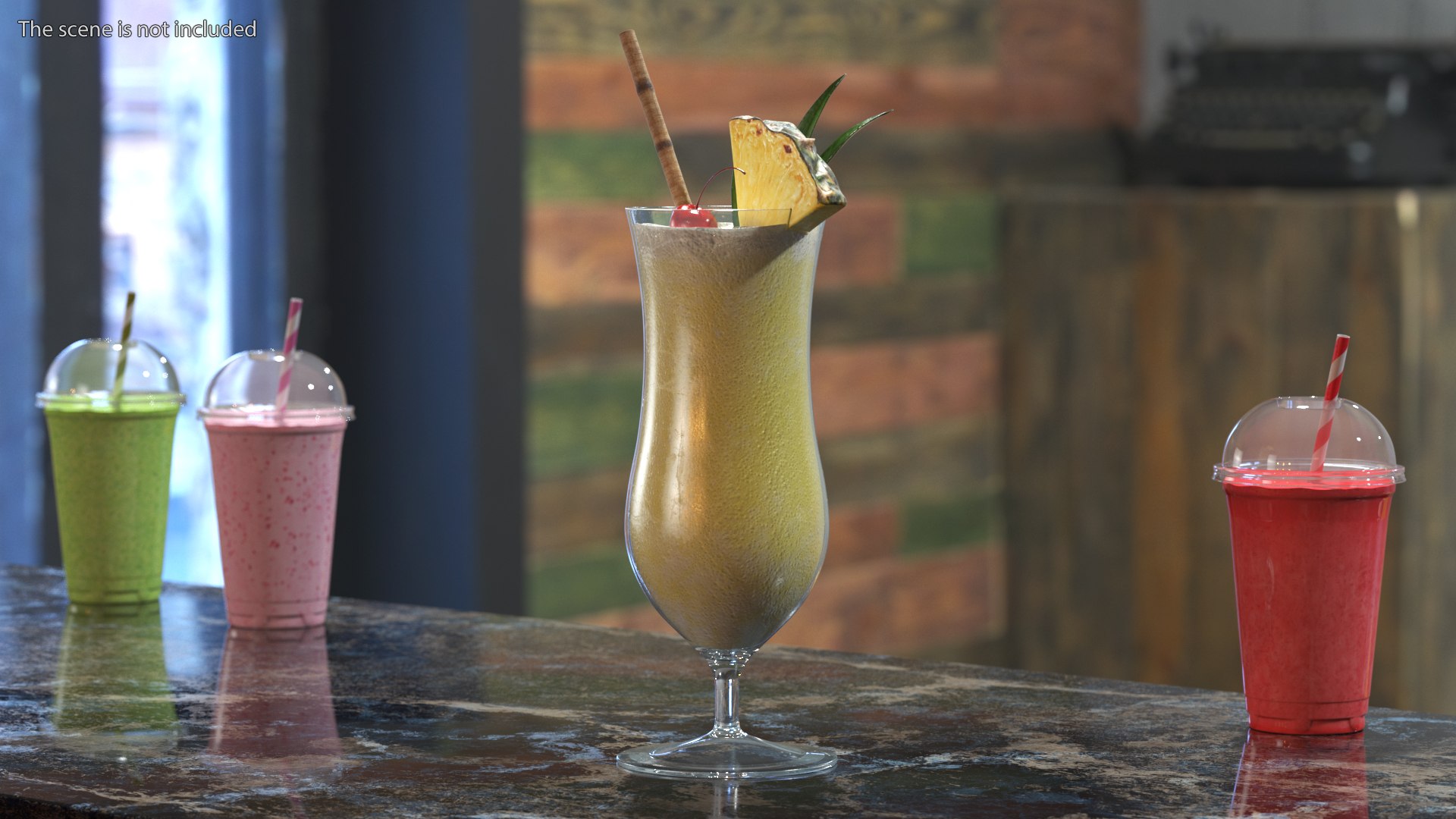 3D Pina Colada Cocktail with Straw - TurboSquid 2127811