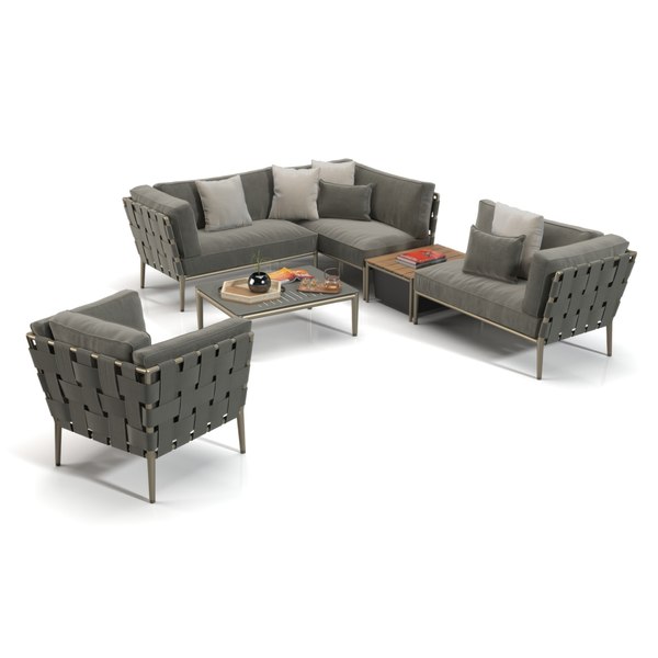 modelo 3d Conjunto de sofás modulares cónicos Cane Line - TurboSquid ...