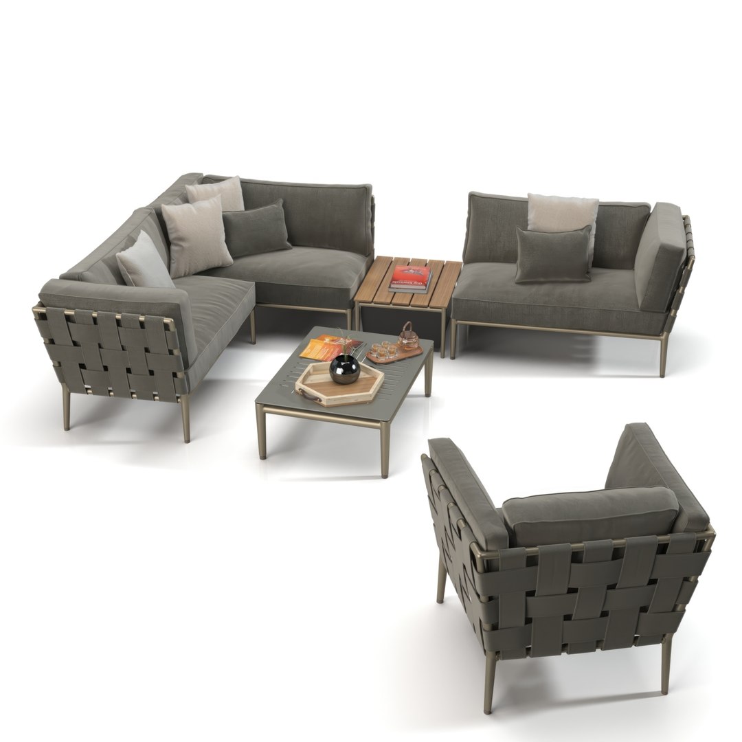 3D Model Cane Line Conic Moduler Sofa Set - TurboSquid 2205127