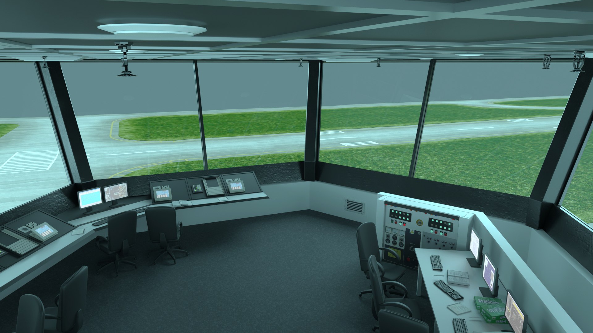 Runway And Airport Control Tower Model - TurboSquid 2317708