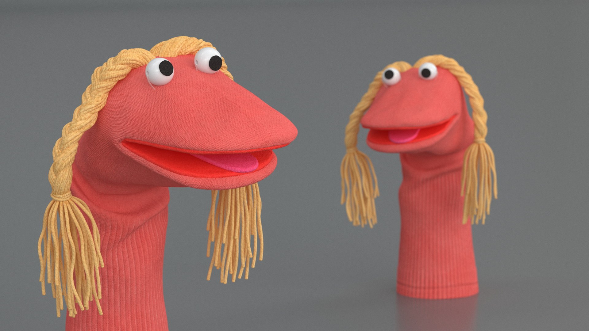 Sock Puppet Character Pink Girl Smiling Pose 3D Model - TurboSquid 2270263