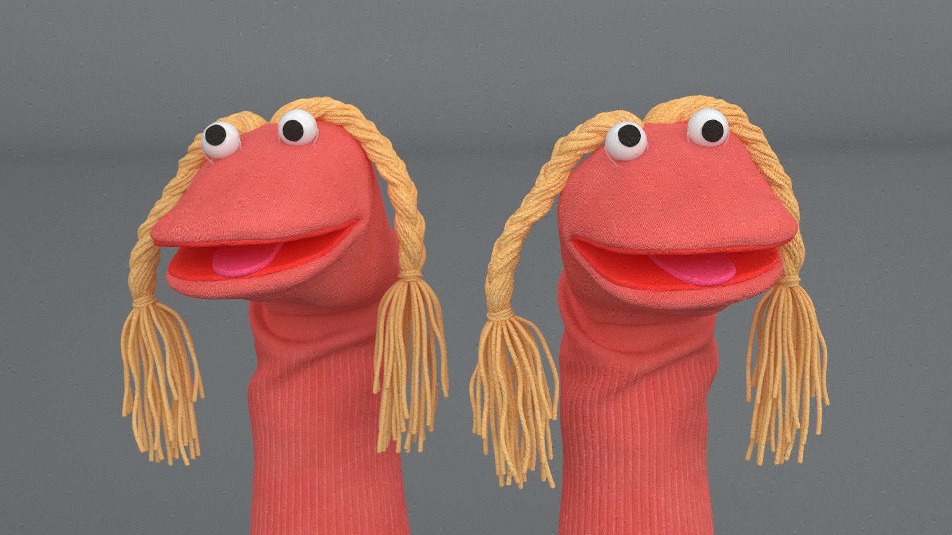 Sock Puppet Character Pink Girl Smiling Pose 3D Model - TurboSquid 2270263