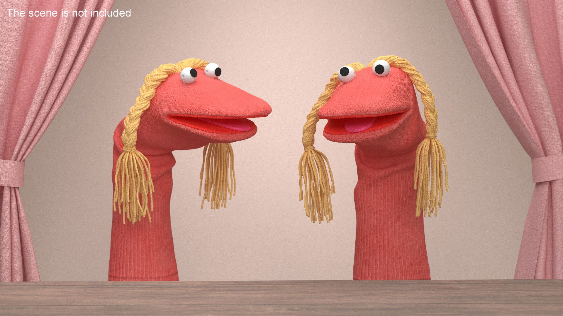 Sock Puppet Character Pink Girl Smiling Pose 3D Model - TurboSquid 2270263
