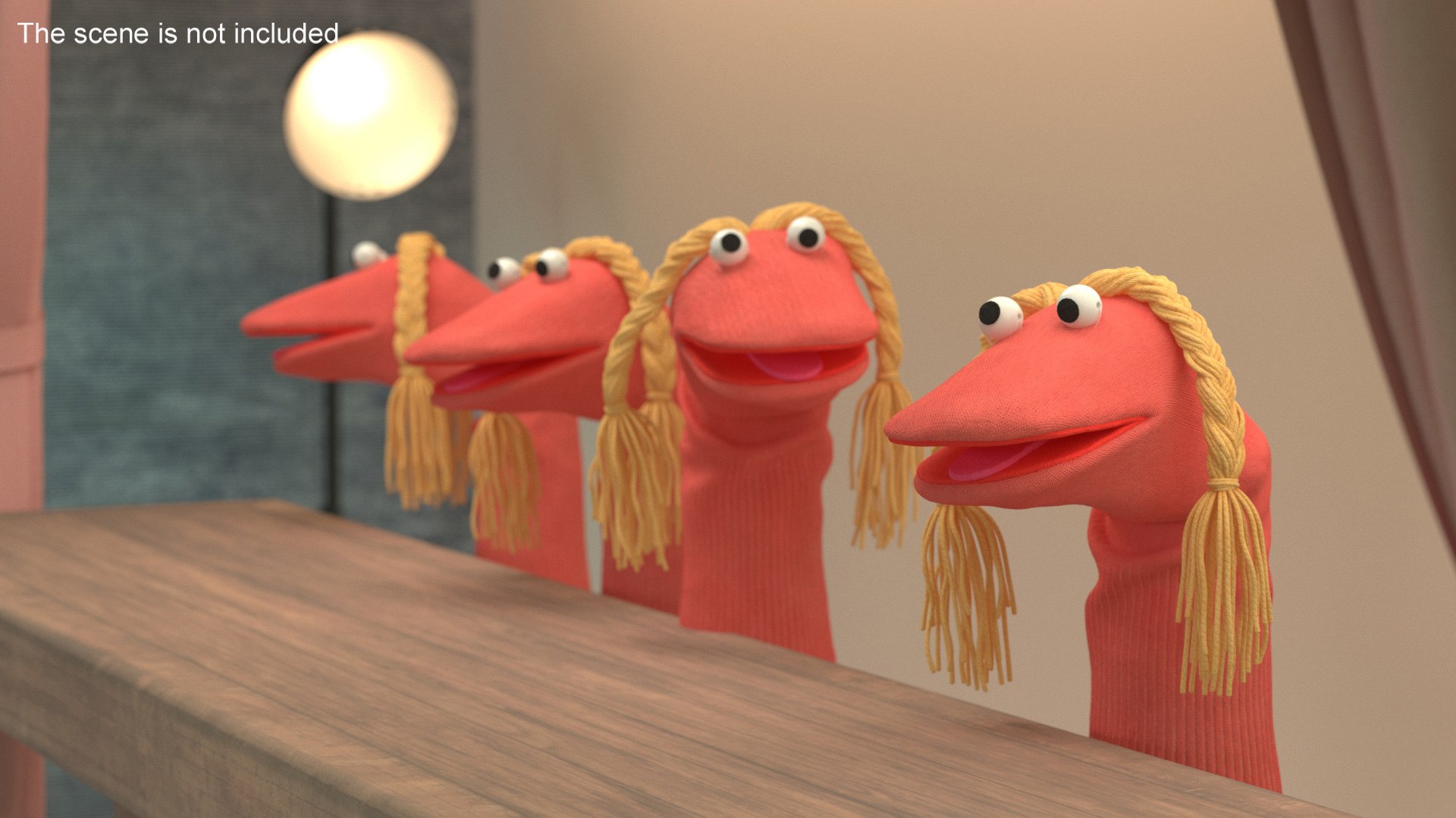 Sock Puppet Character Pink Girl Smiling Pose 3D Model - TurboSquid 2270263