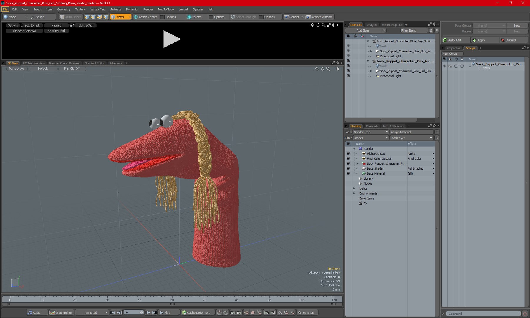 Sock Puppet Character Pink Girl Smiling Pose 3D Model - TurboSquid 2270263