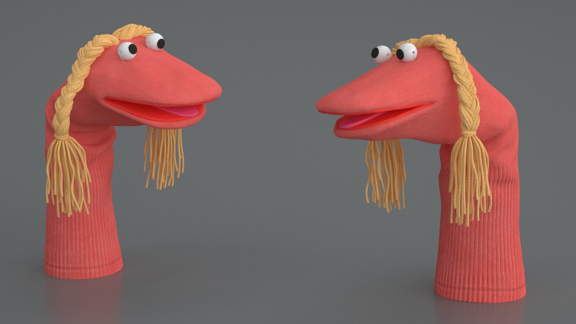 Sock Puppet Character Pink Girl Smiling Pose 3D Model - TurboSquid 2270263