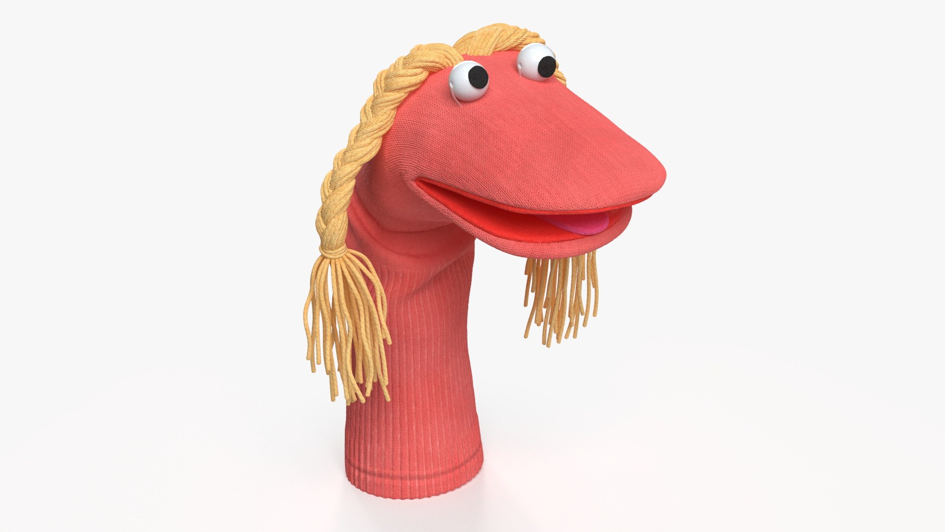 Sock Puppet Character Pink Girl Smiling Pose 3D Model - TurboSquid 2270263
