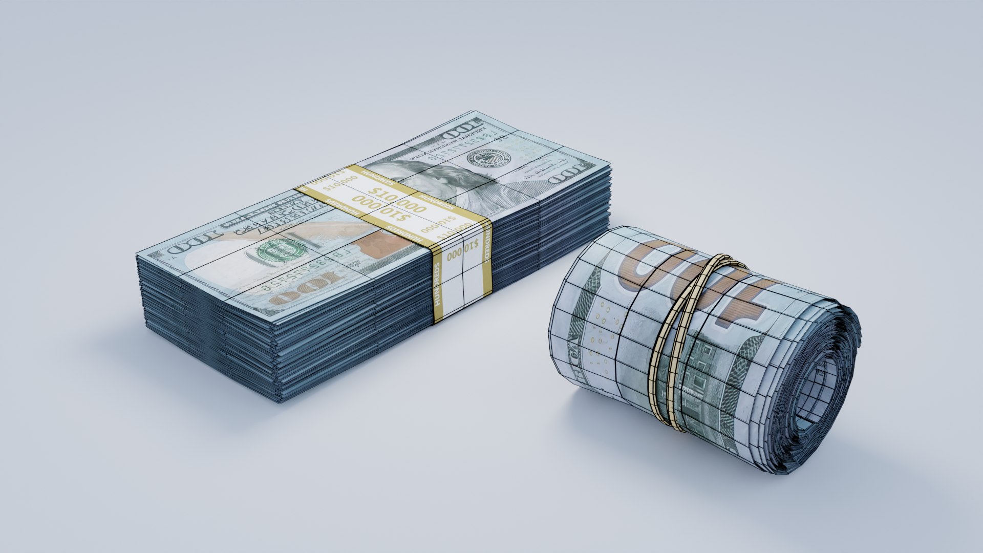 Money Stack And Roll Model - TurboSquid 2056397