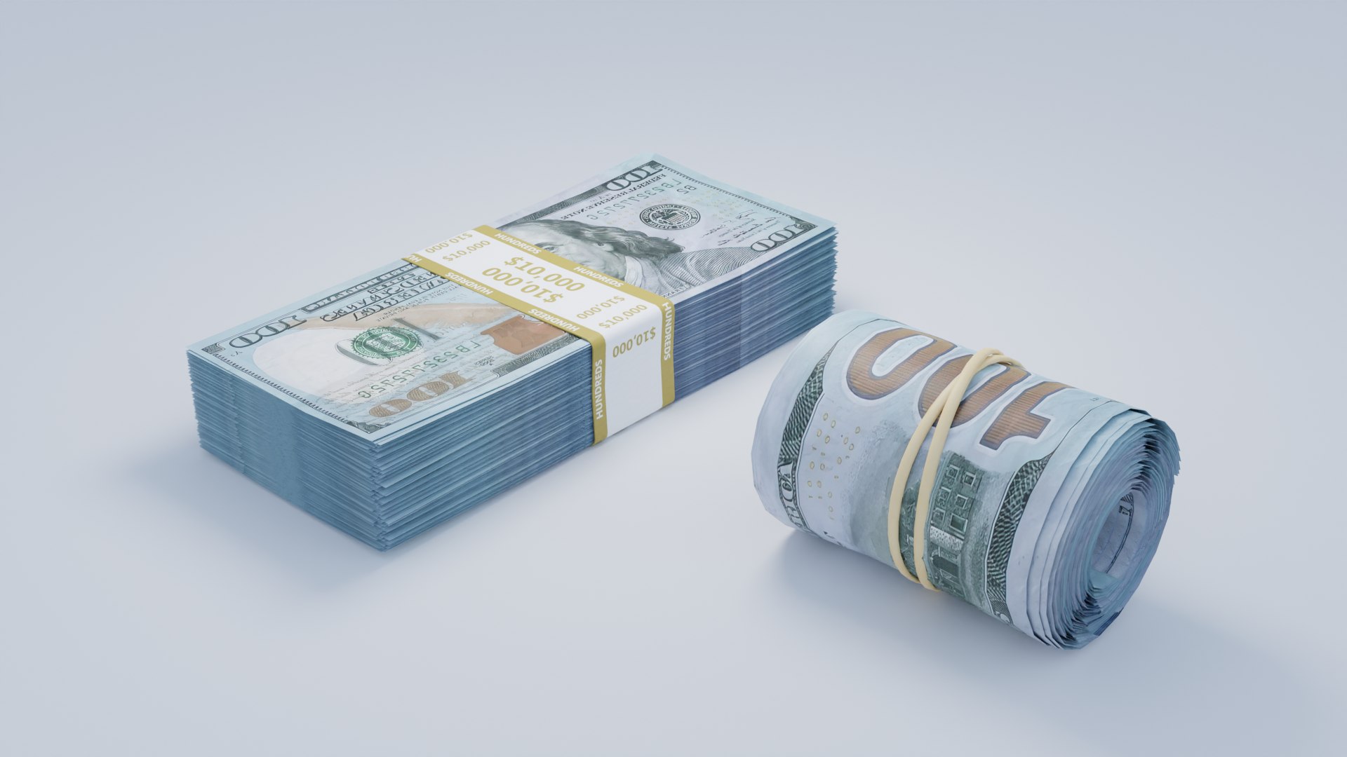 Money Stack And Roll Model - TurboSquid 2056397