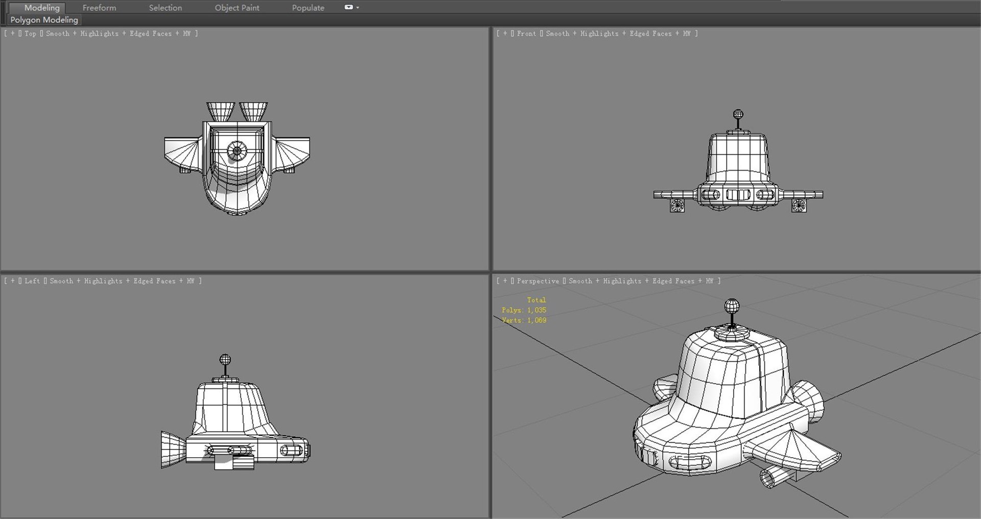 3D Cartoon Spaceship Low-poly - TurboSquid 2116101