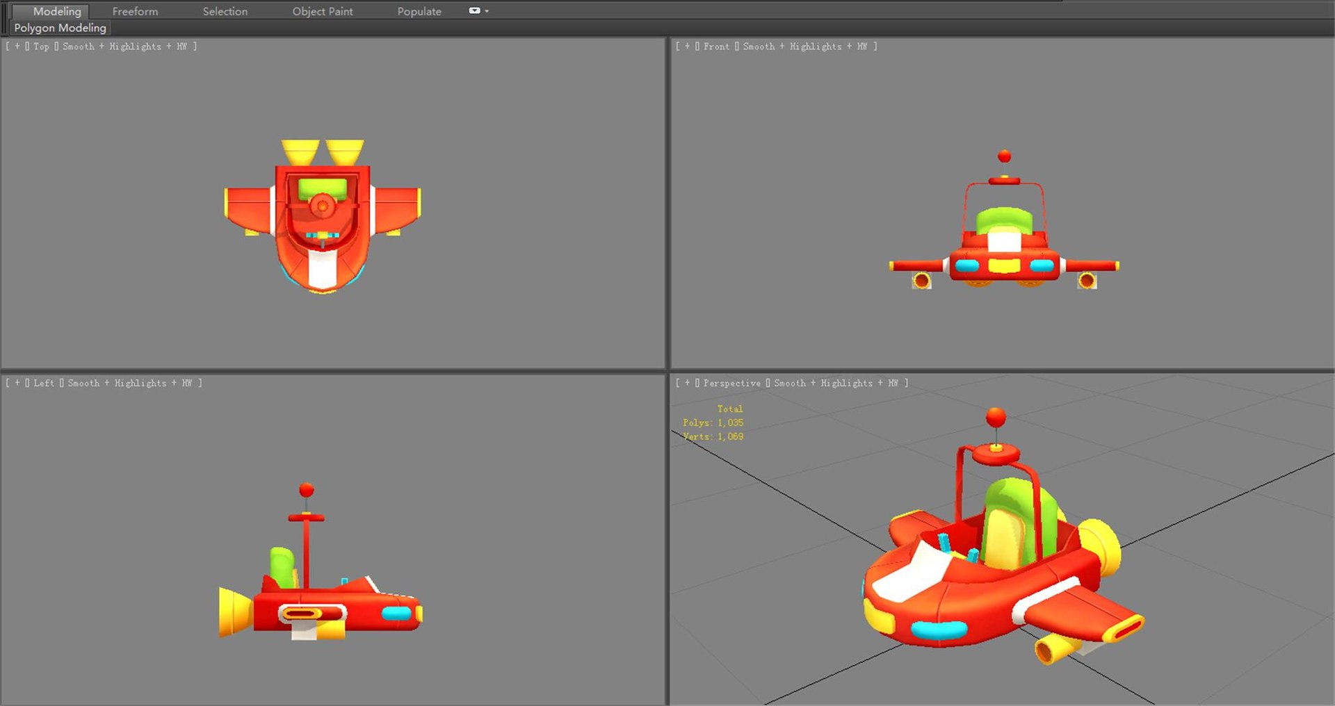 3D Cartoon Spaceship Low-poly - TurboSquid 2116101