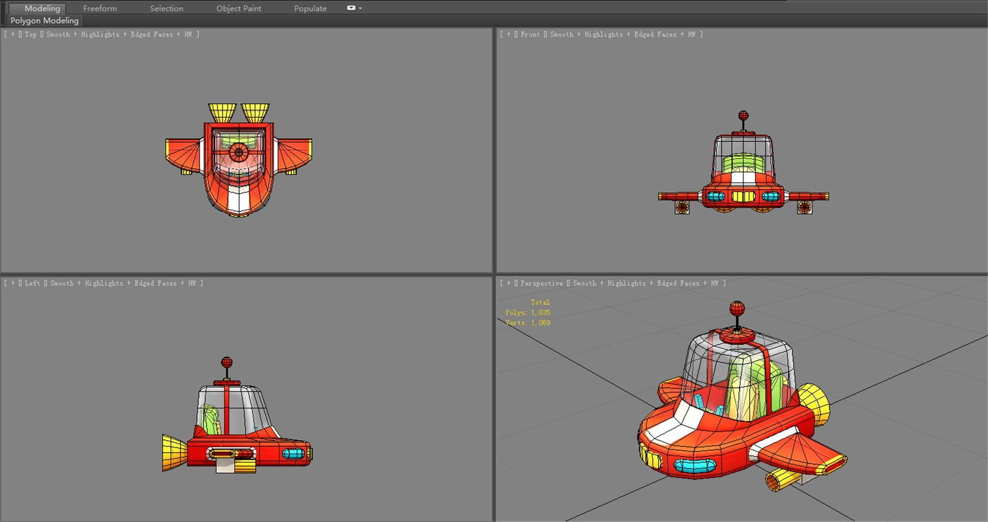 3D Cartoon Spaceship Low-poly - TurboSquid 2116101