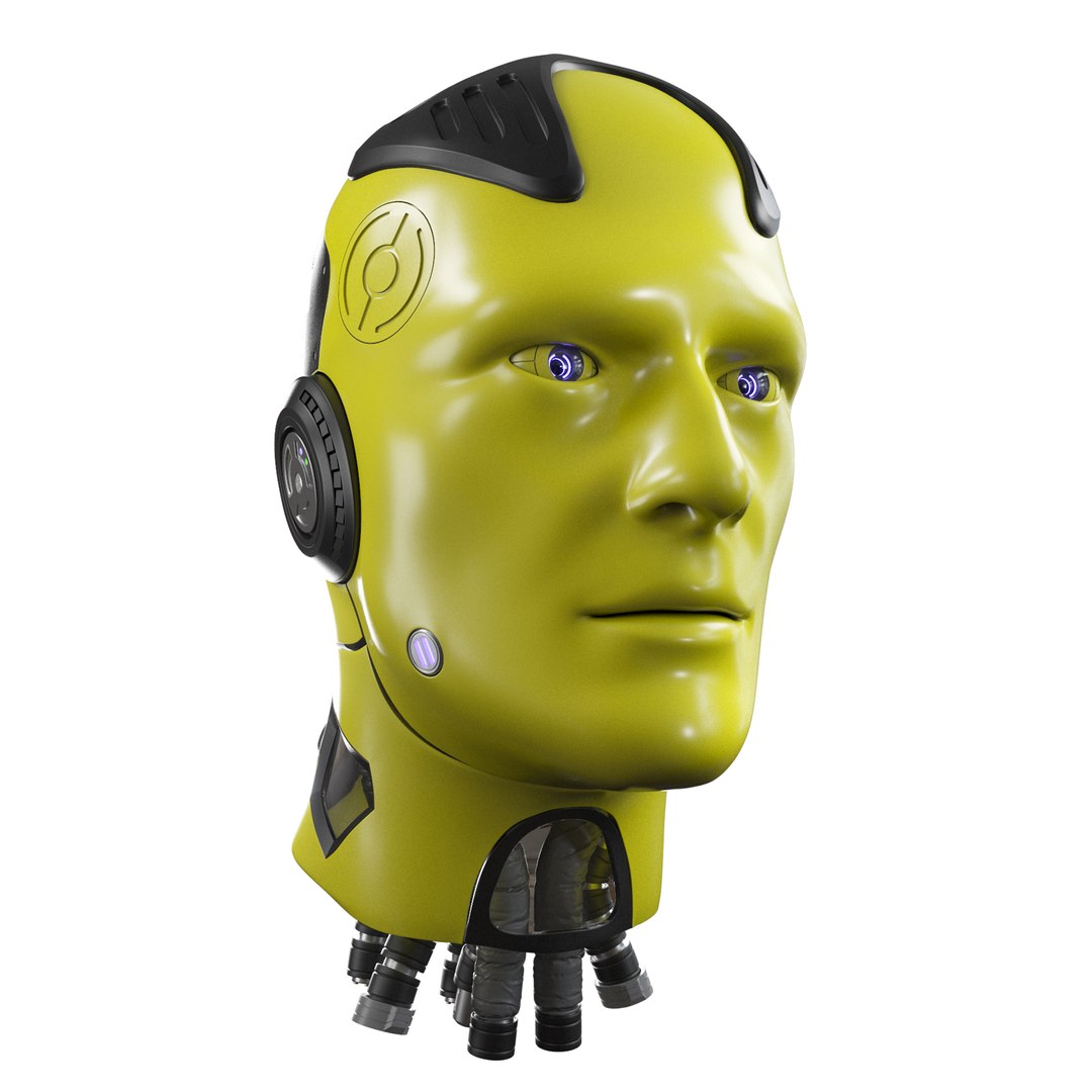 3D Female And Male Robot Heads Yellow Model - TurboSquid 2240316