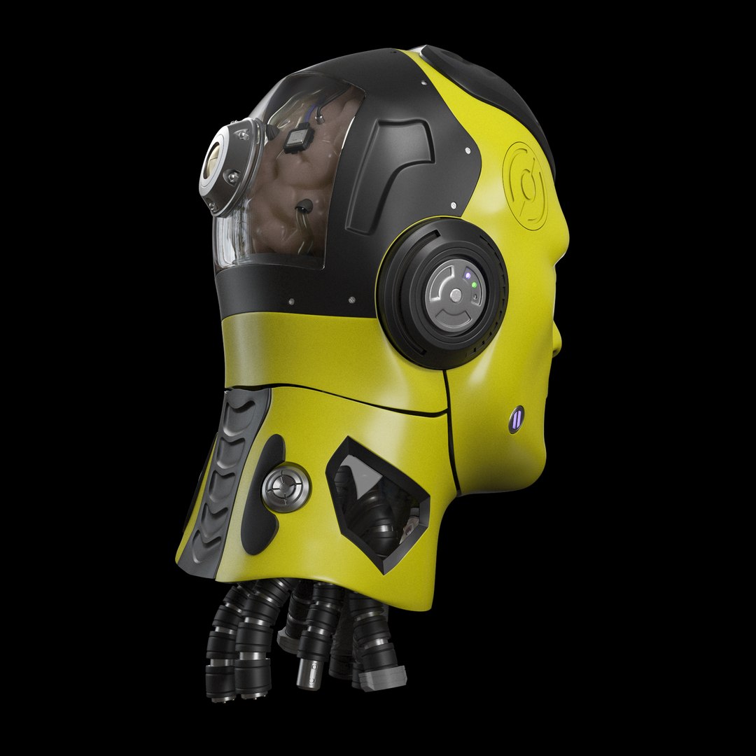3D Female And Male Robot Heads Yellow Model - TurboSquid 2240316