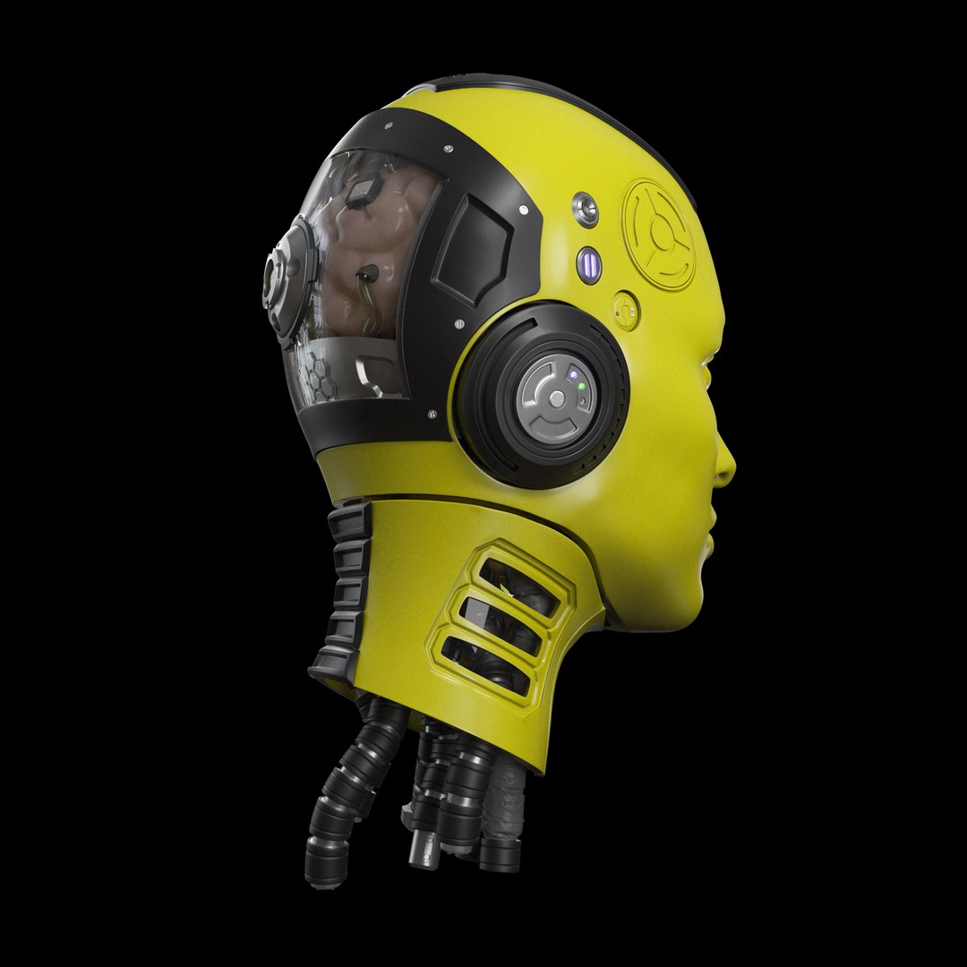 3D Female And Male Robot Heads Yellow Model - TurboSquid 2240316