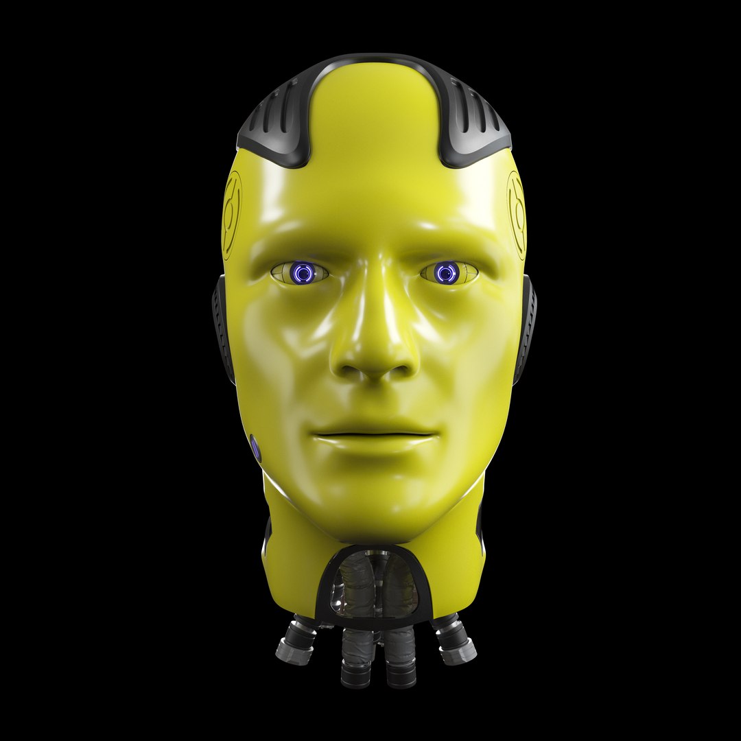 3D Female And Male Robot Heads Yellow Model - TurboSquid 2240316