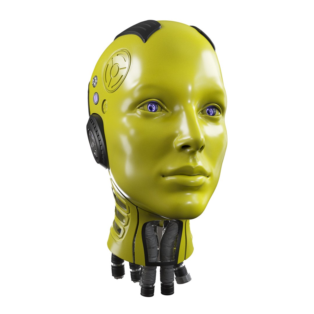 3D Female And Male Robot Heads Yellow Model - TurboSquid 2240316