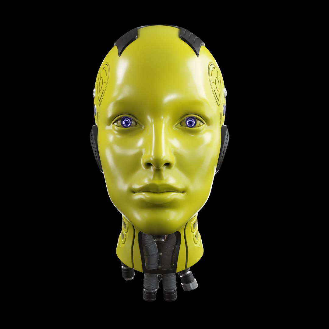 3D Female And Male Robot Heads Yellow Model - TurboSquid 2240316