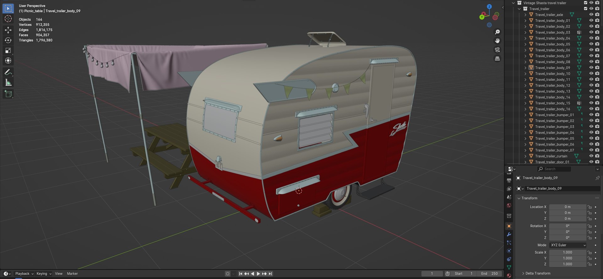 3d Retro Trailer Shasta Model