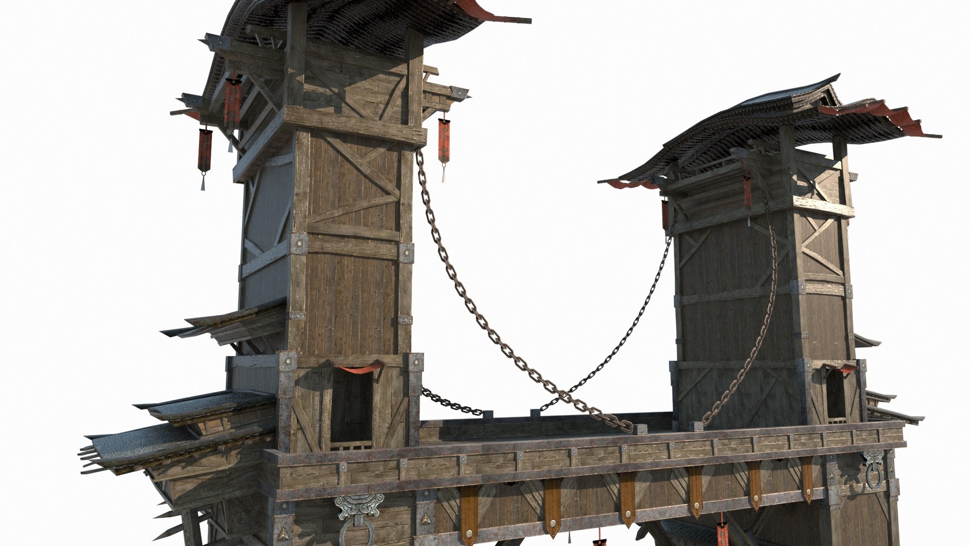 Defense Checkpoint Of Ancient Buildings In Asia Model - TurboSquid 2034187